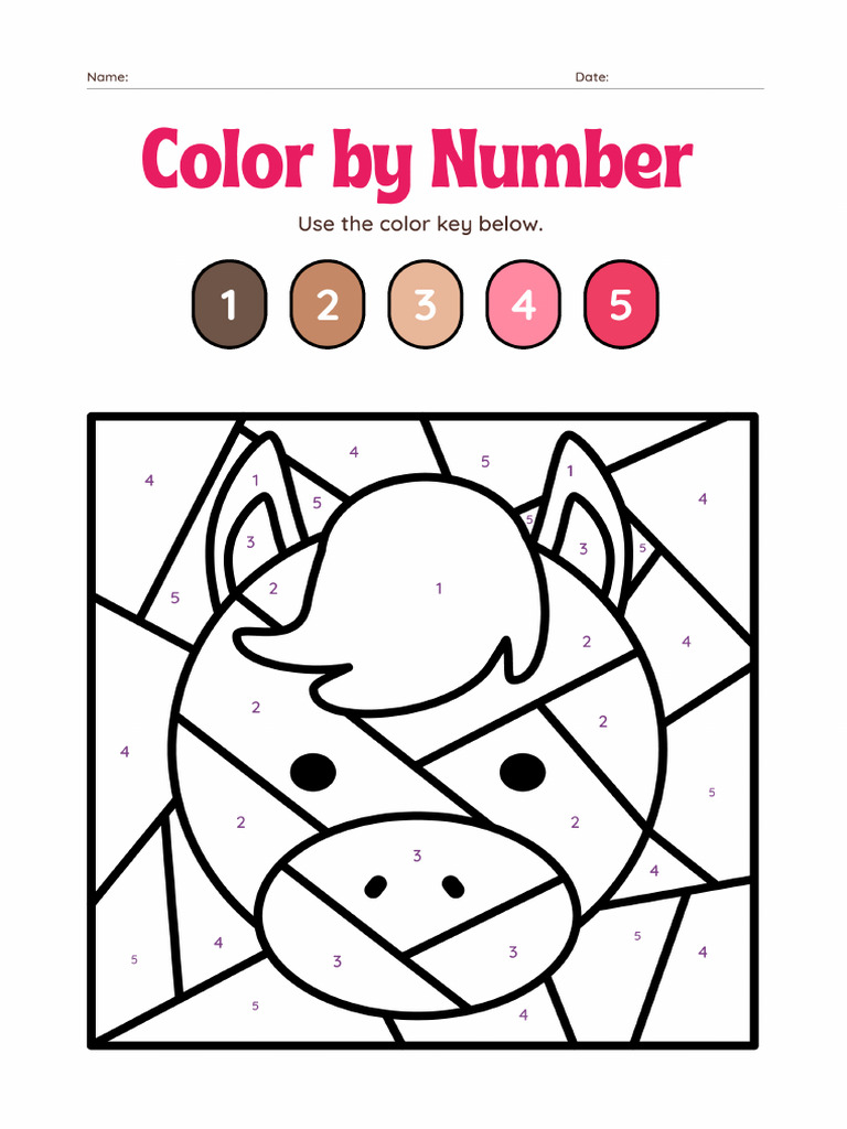 Color by Number Animals Worksheet in Colorful Illustrative Style | PDF