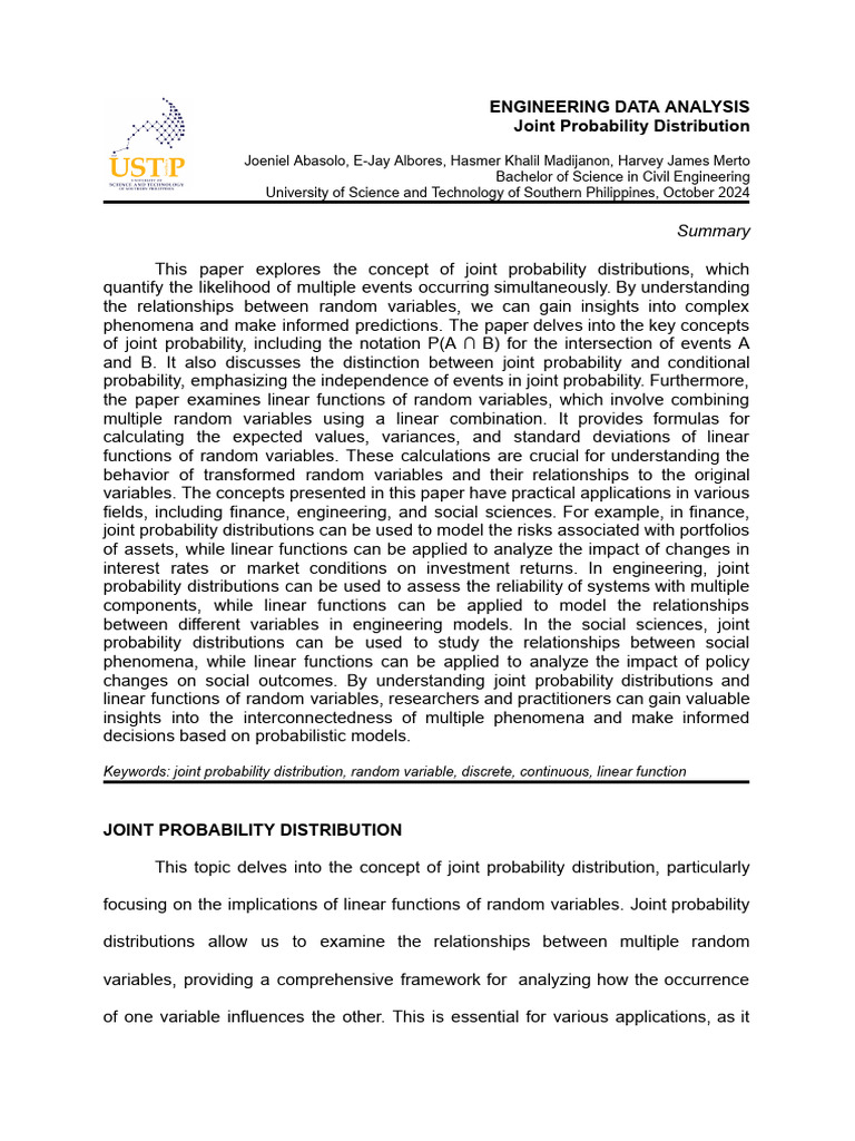 Understanding Joint Probability Distributions | PDF | Probability ...