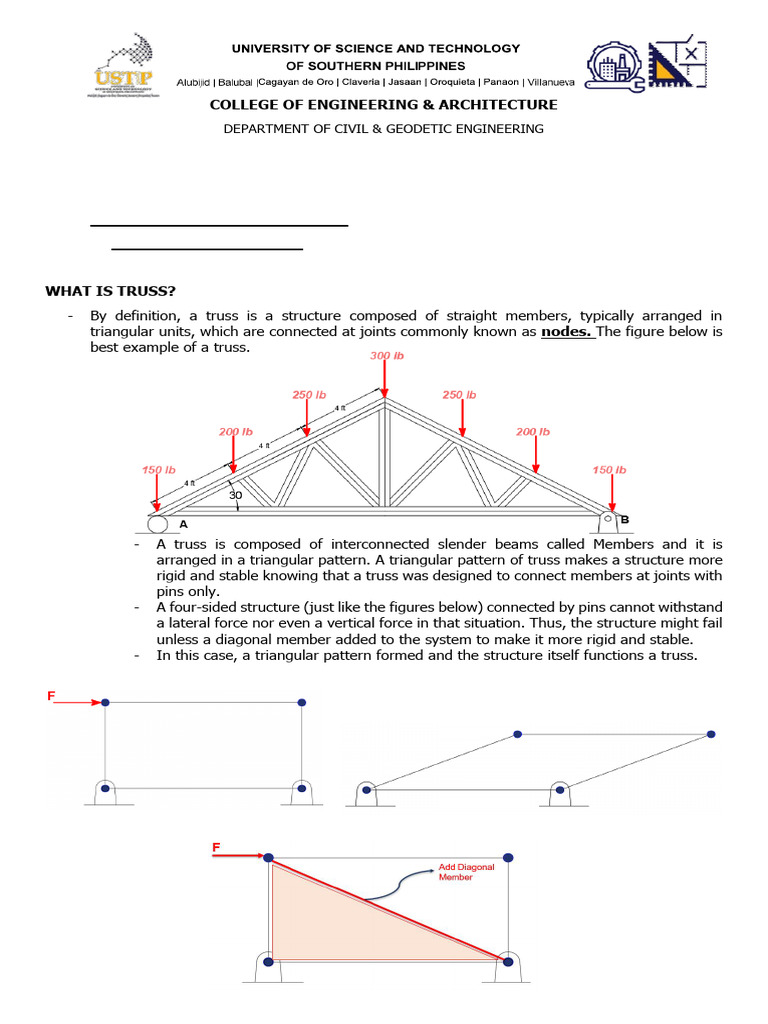 Analysis of Structures Hand Outs | PDF | Truss | Force