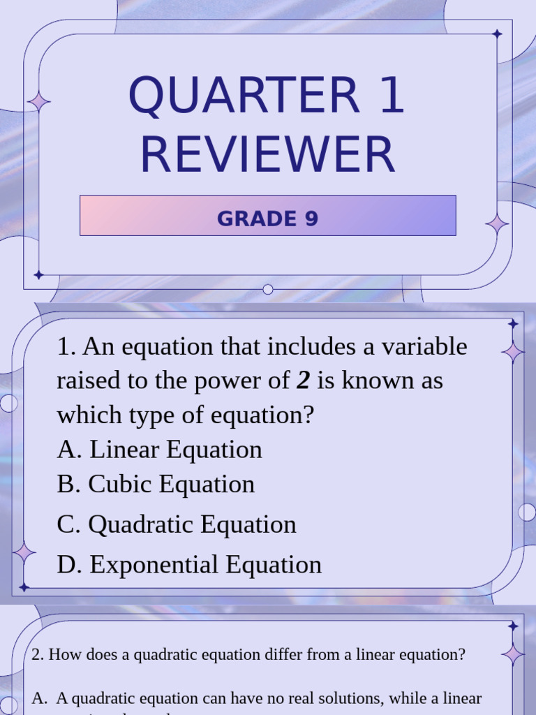 Q1_REVIEWER | PDF | Quadratic Equation | Algebra