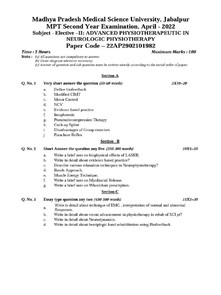 Elective II Examination Papers | PDF