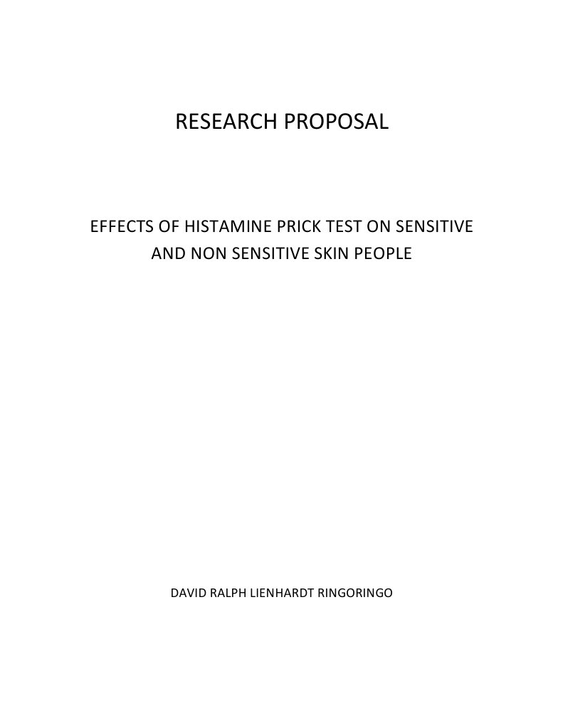 Histamine Prick Test Effects on Skin Sensitivity | PDF | Science ...