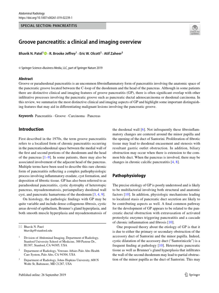 Groove Pancreatitis - A Clinical and Imaging Overview | PDF | Pancreas ...