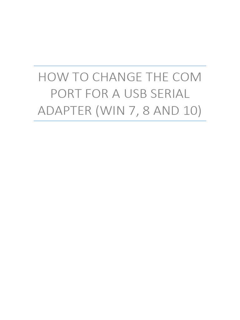 Procedure To Adjust A COM Port Number For A USB Serial Adapter | PDF