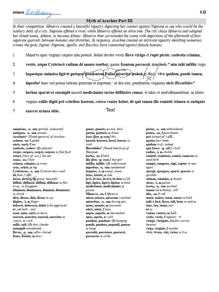 9.2 - Myth of Arachne Part III | PDF | Ancient Greek Religion | Twelve ...