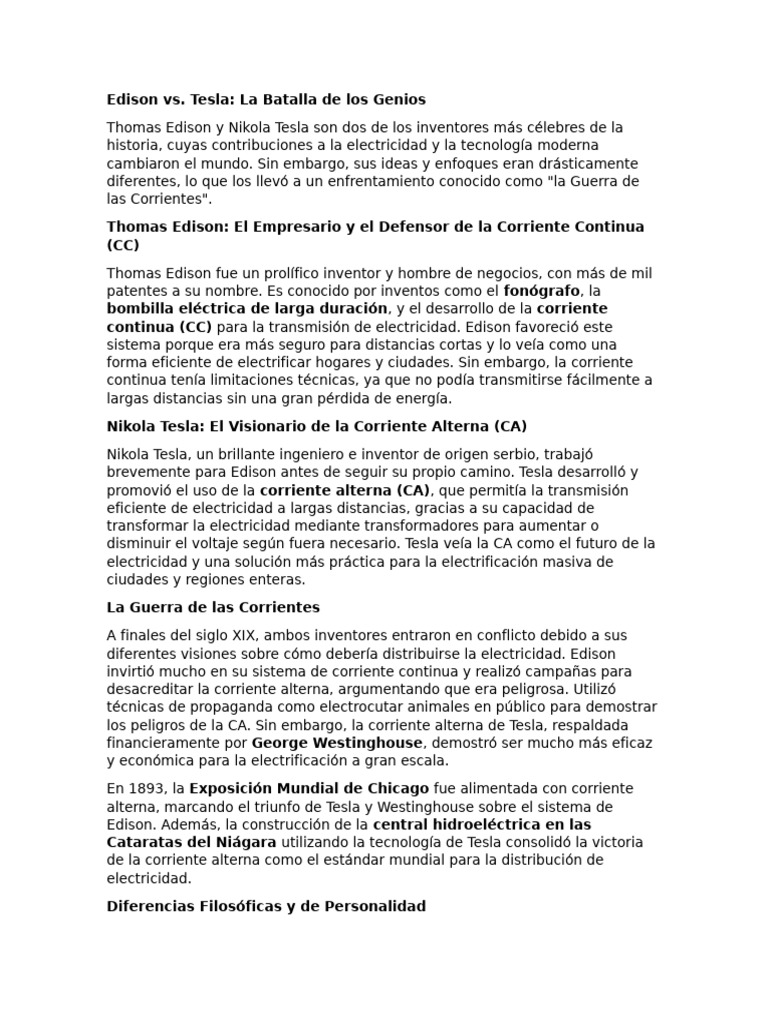 Edison VS Tesla | PDF | Thomas Edison | Nikola Tesla