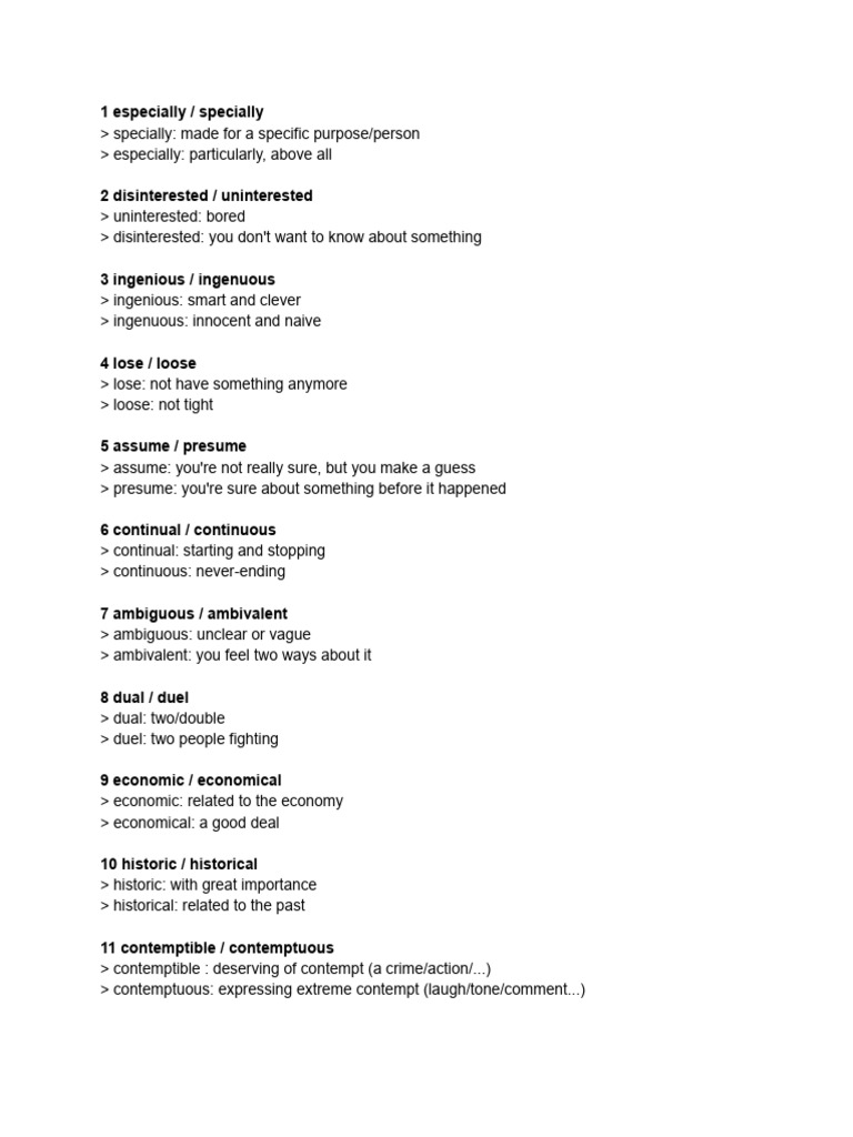 Confusing Word Pairs Explained | PDF