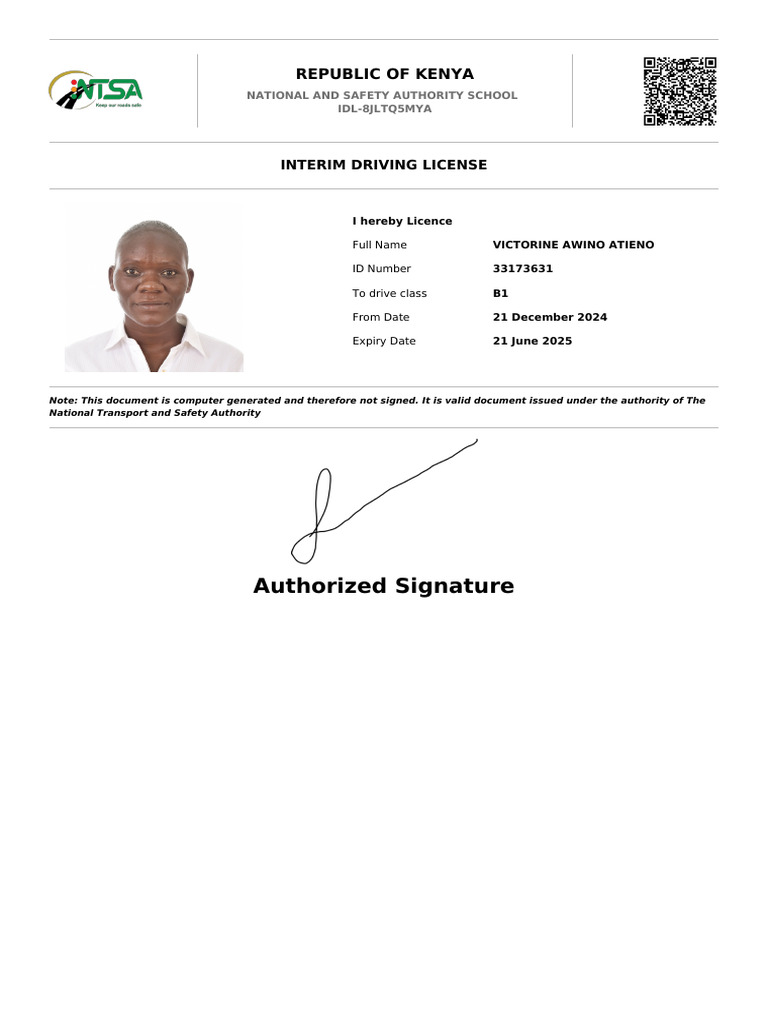 IDL 8JLTQ5MYA Interim Driving License | PDF