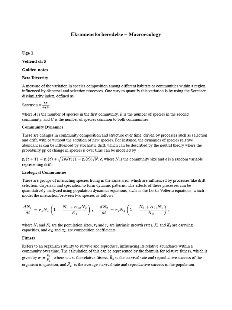 Macroecology Exam Prep Guide | PDF | Ecology | Biodiversity