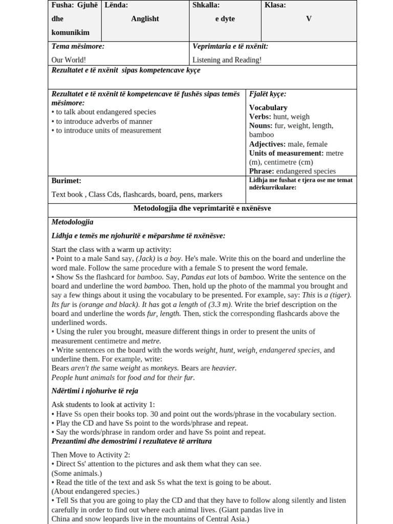Lesson Plan No 5 | PDF | Language Mechanics | Linguistic Morphology