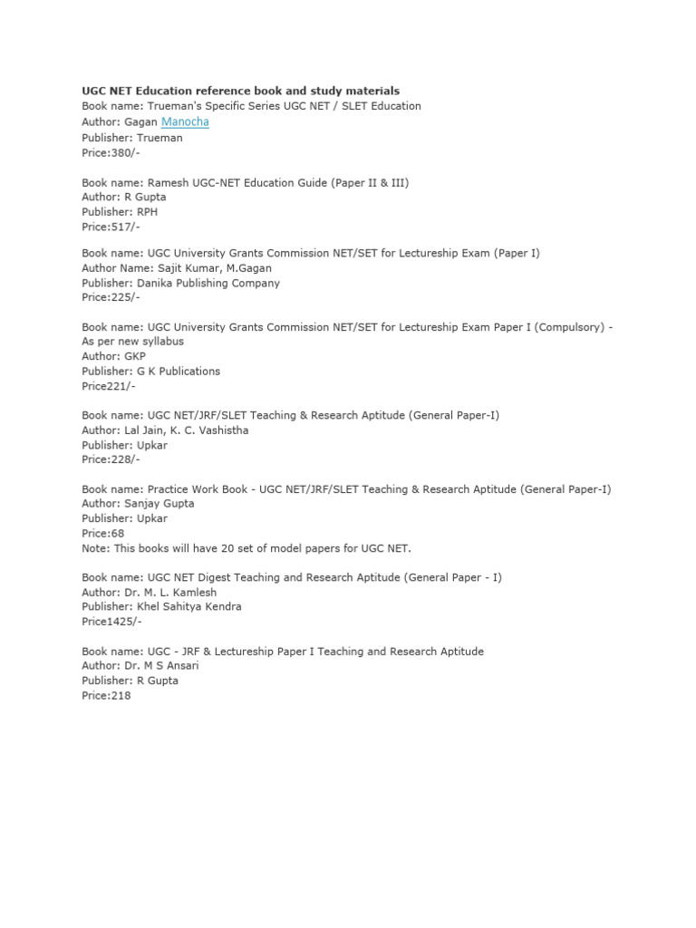 Ugc Net Education Reference Book and Study Materials PDF Free | PDF