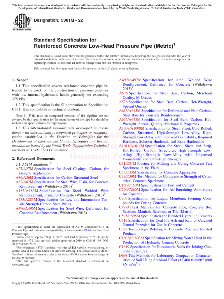 Astm C361M 22 | PDF | Concrete | Cement