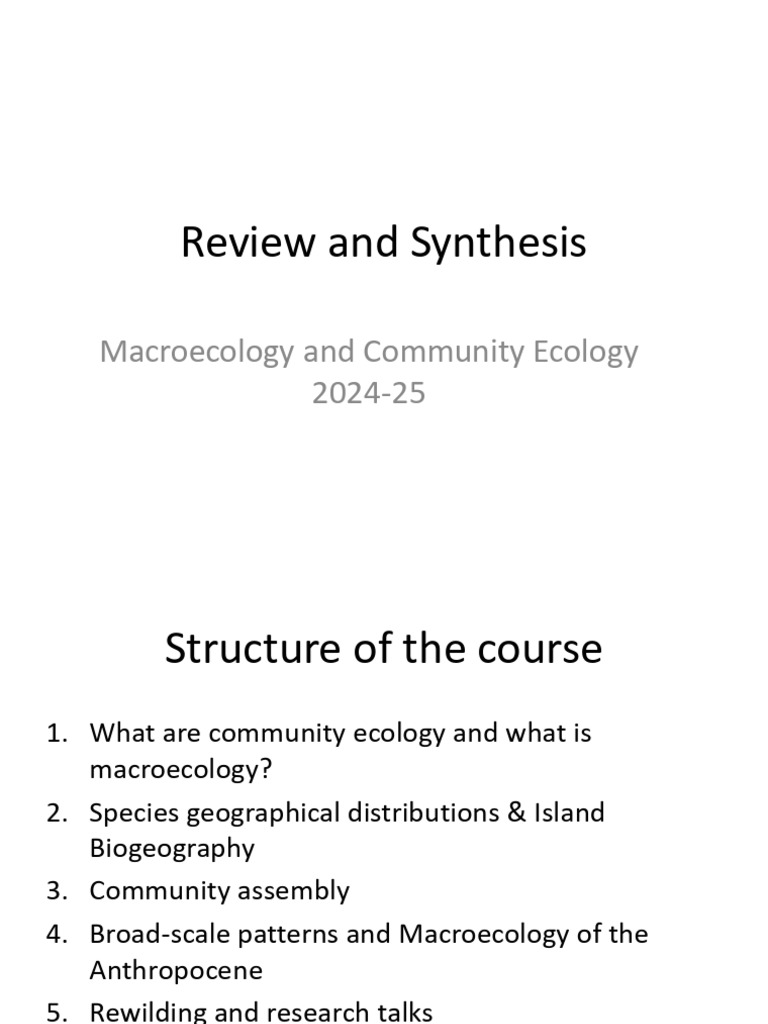 Week 8 - Review lecture24 (1) | PDF | Ecology | Ecological Restoration