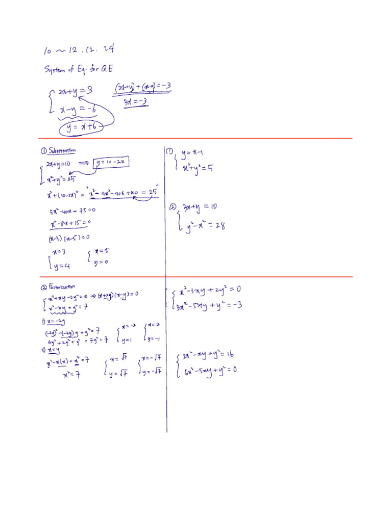 Algebra 241210 Notes & Homework | PDF