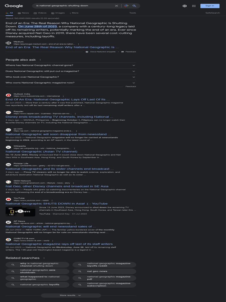 Is National Geographic Shutting Down - Google Search | PDF | Television Network | Broadcasting