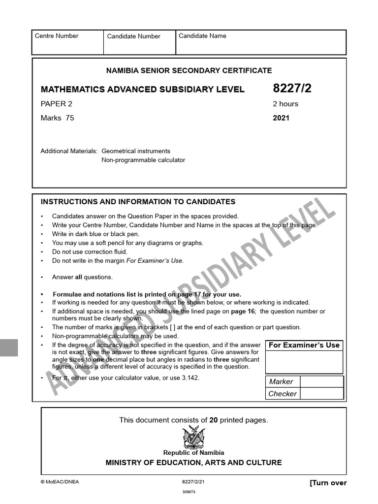 As - Mathematics Paper 2 8227-2 First Proof 26.05.2021 | PDF ...