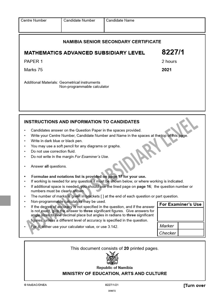 As - Mathematics Paper 1 8227-1 First Proof 26.05.2021 | PDF | Circle ...