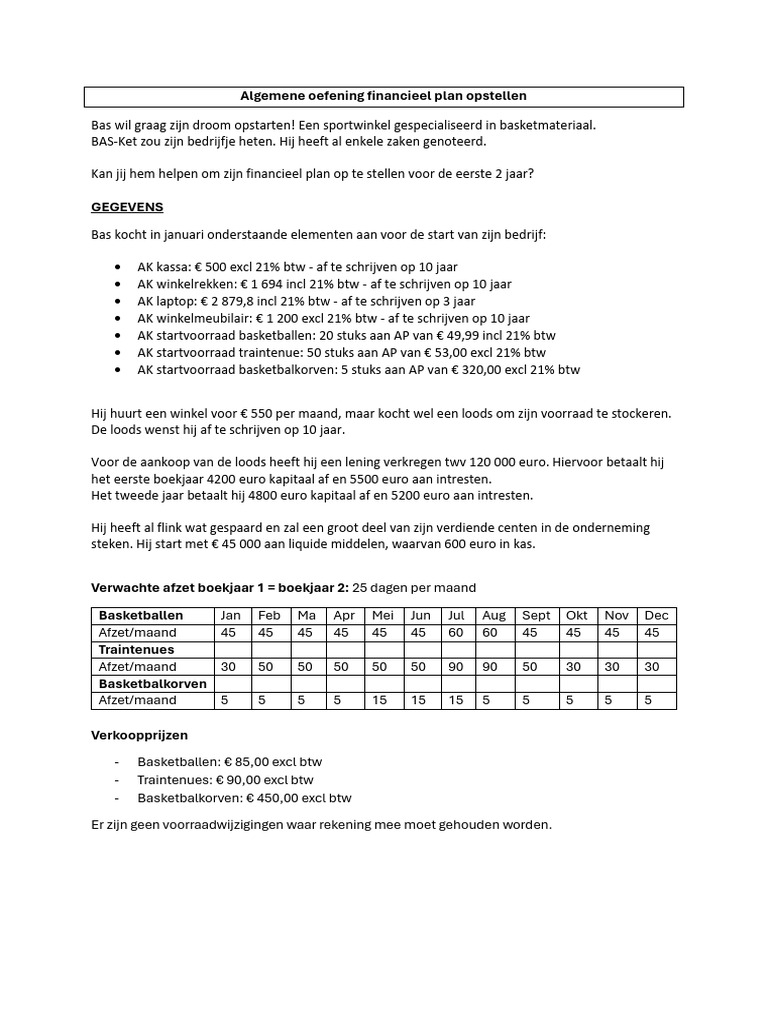 Globale Oefening Opgave | PDF