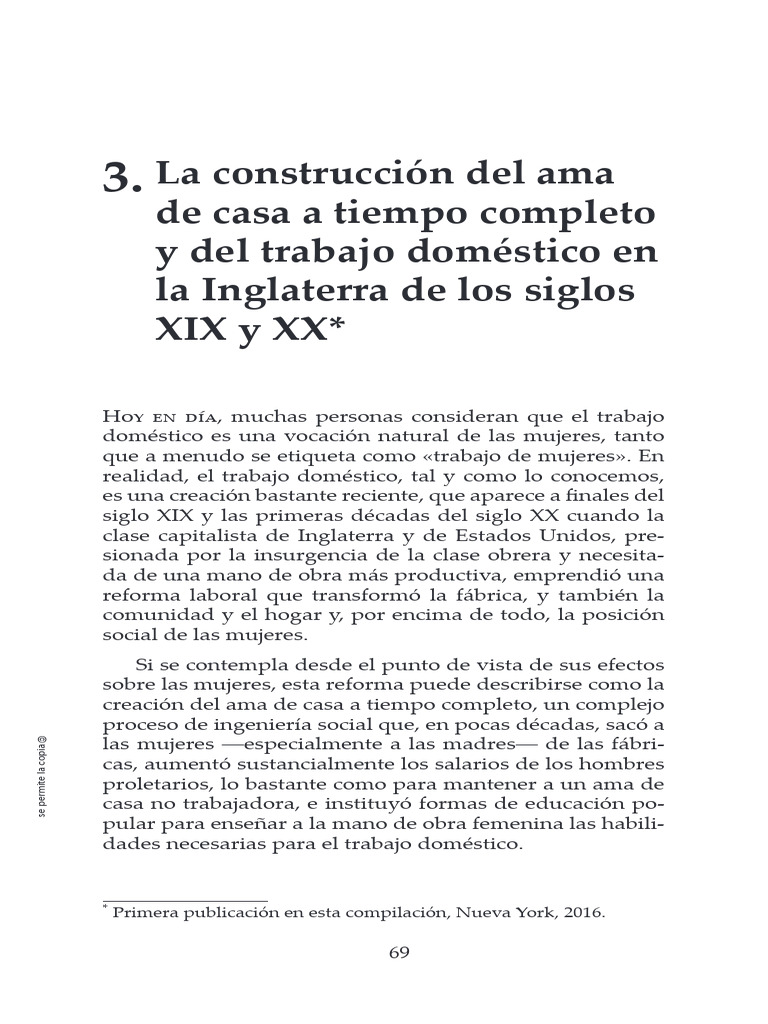 Silvia Federicci La Construcciã N Del Ama de Casa A Tiempo Completo y de La Trabajadora de La Fã ...
