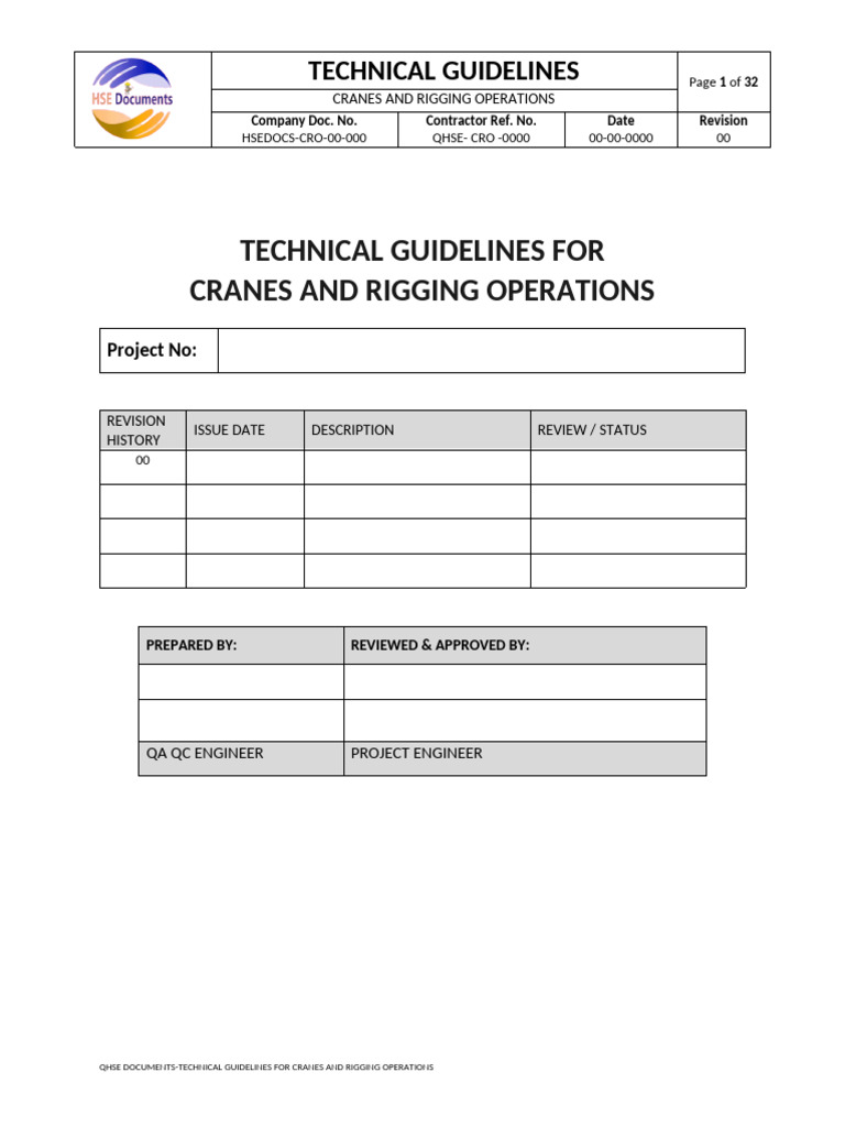 Qhse Documents-Technical Guidelines For Cranes and Rigging Operations ...