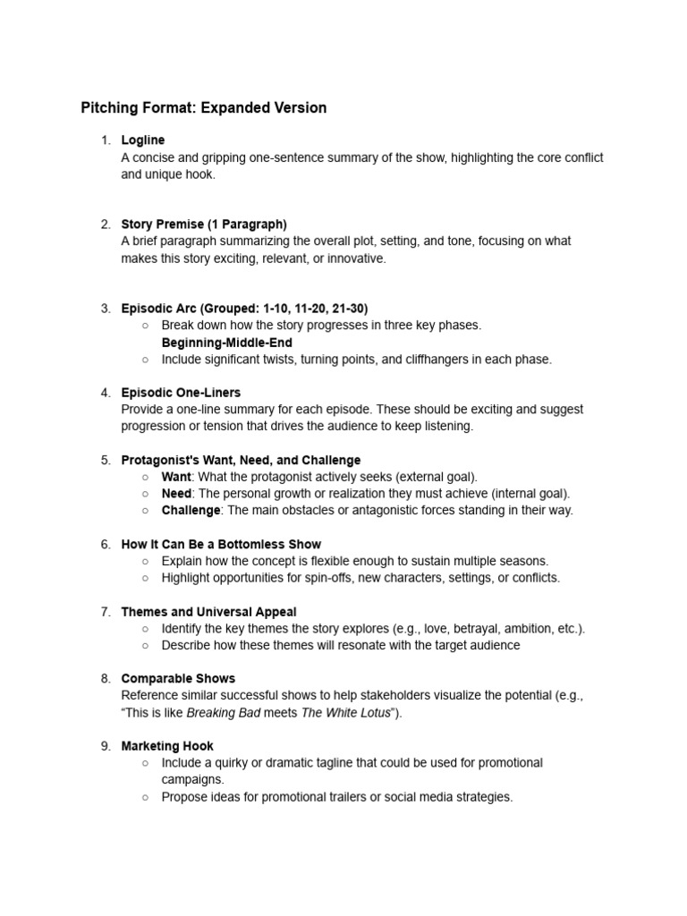 TV Show Pitch Format Guide | PDF