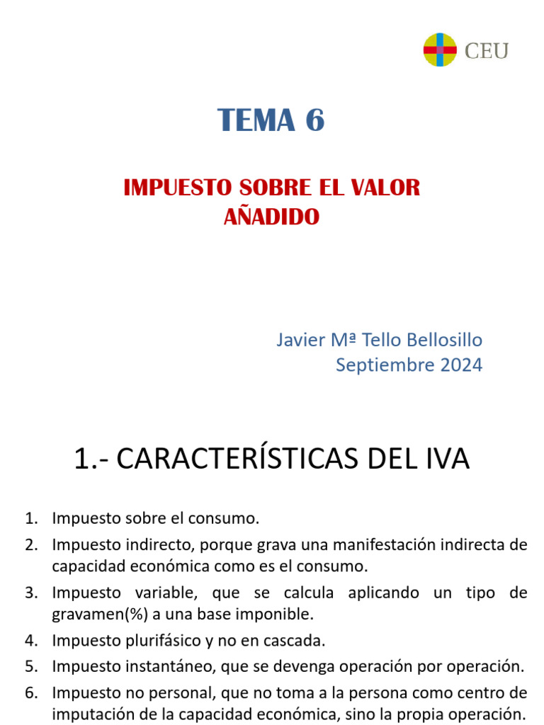 Características y Aplicaciones del IVA | PDF | Impuestos | Impuesto al ...