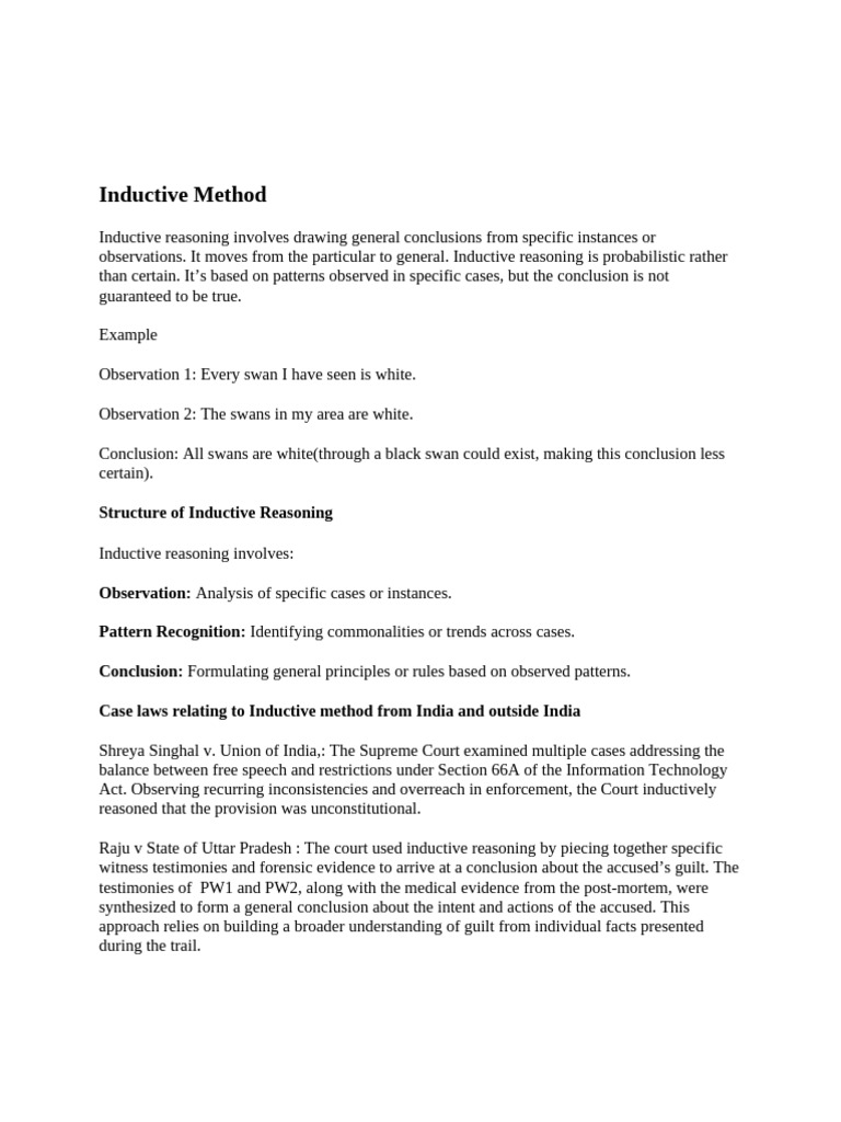 Inductive Metho-WPS Office note | PDF | Precedent | Inductive Reasoning