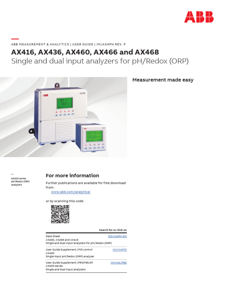 ABB Ax400 - Series Orp and PH Controller Manual | PDF | Sensor | Menu ...