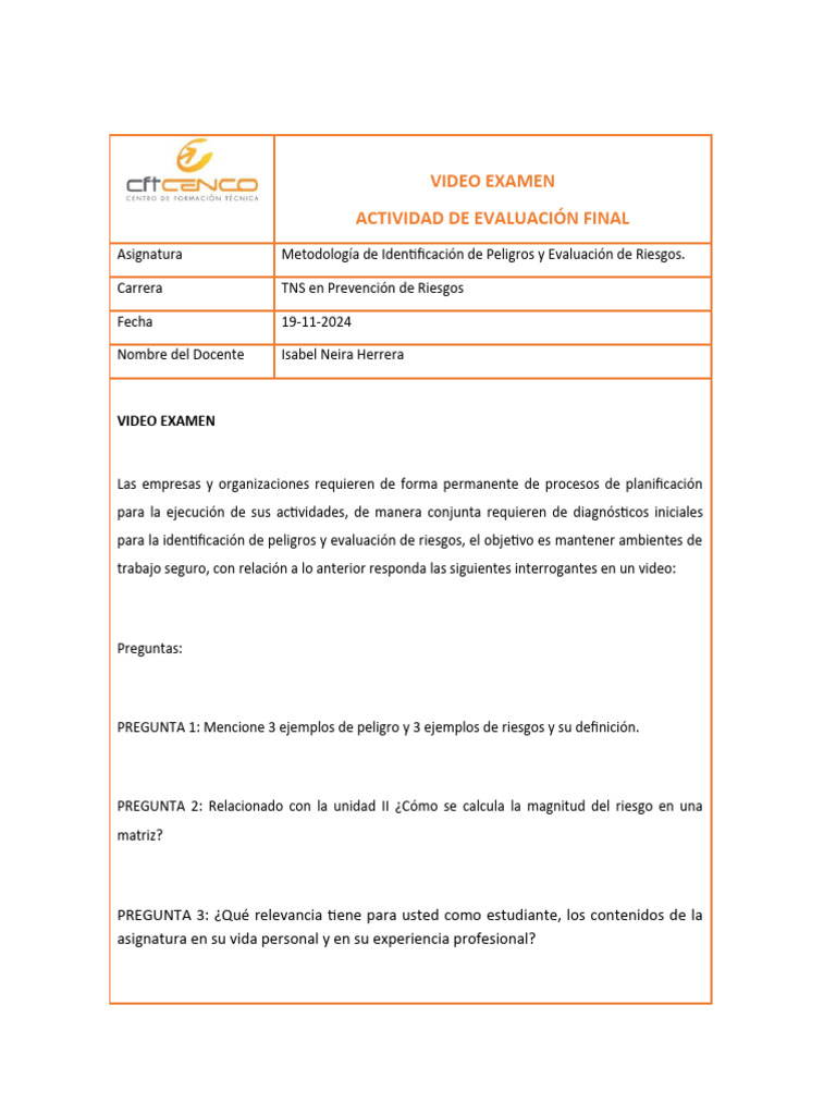 Video Examen MIPER | PDF | Vídeo