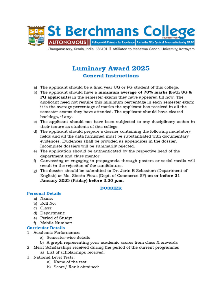Application - Luminary Award 2025 | PDF