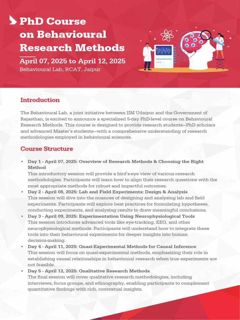 IIMU B-Lab Brochure_Phd Course 02 | PDF | Methodology | Experiment