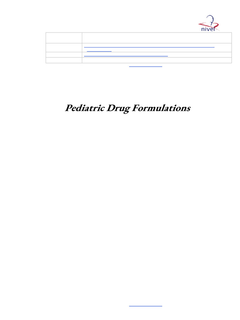 Pediartic Formulations (1) | PDF | Pharmacokinetics | Pediatrics