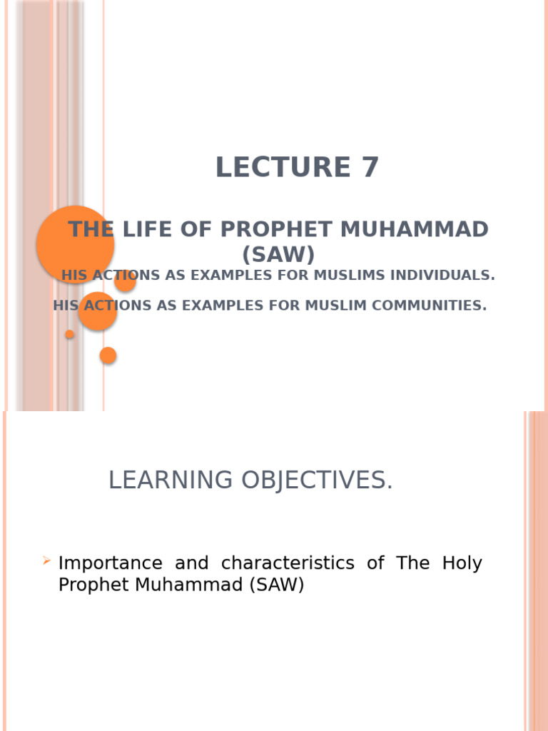 Lecture 7.character of The Holy Prophet (SAW) | PDF | Prophets And ...