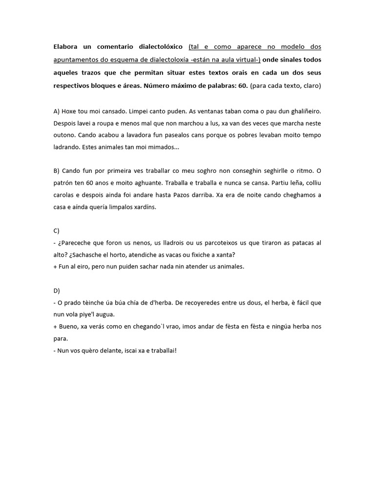 Textos Dialectais 2º Bach | PDF