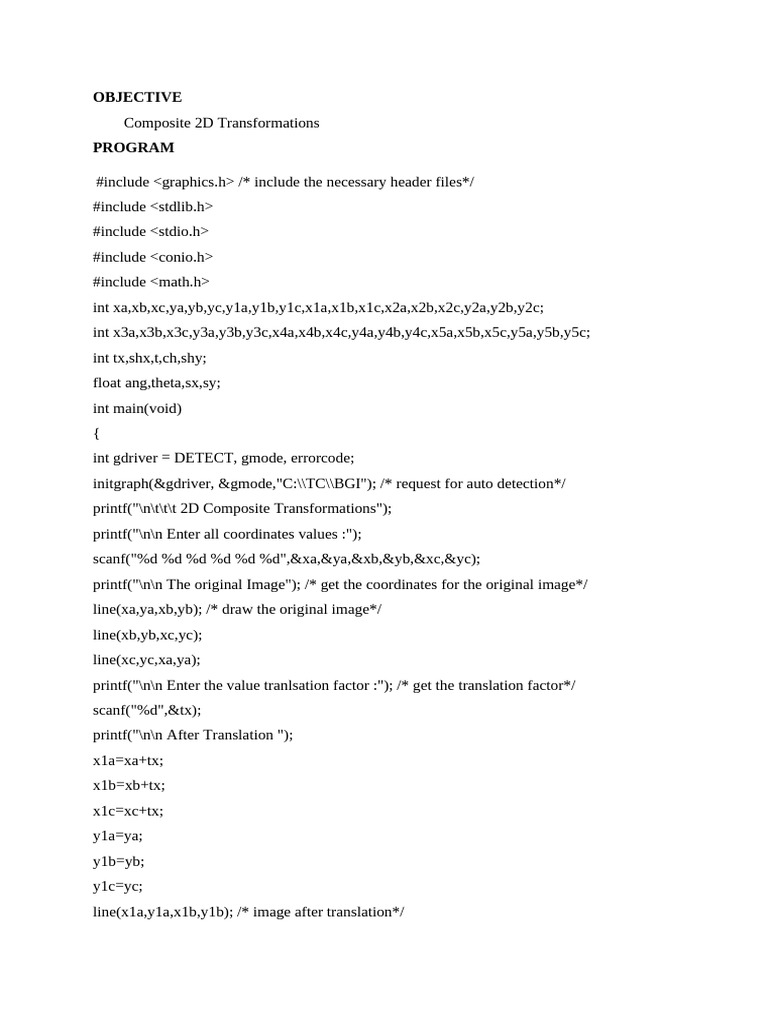 OBJECTIVE Transformation | PDF | Computer Programming | Elementary Geometry
