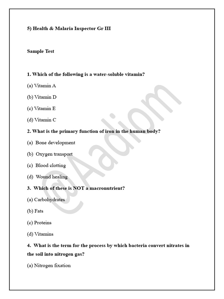 Health & Malaria Inspector Test Guide | PDF | Climate Change ...