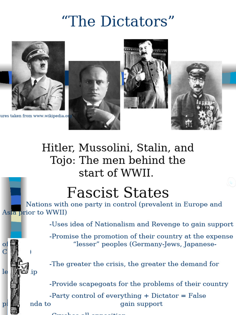 WWII Dictators: Hitler, Mussolini, Stalin, Tojo | PDF | Nazi Germany ...