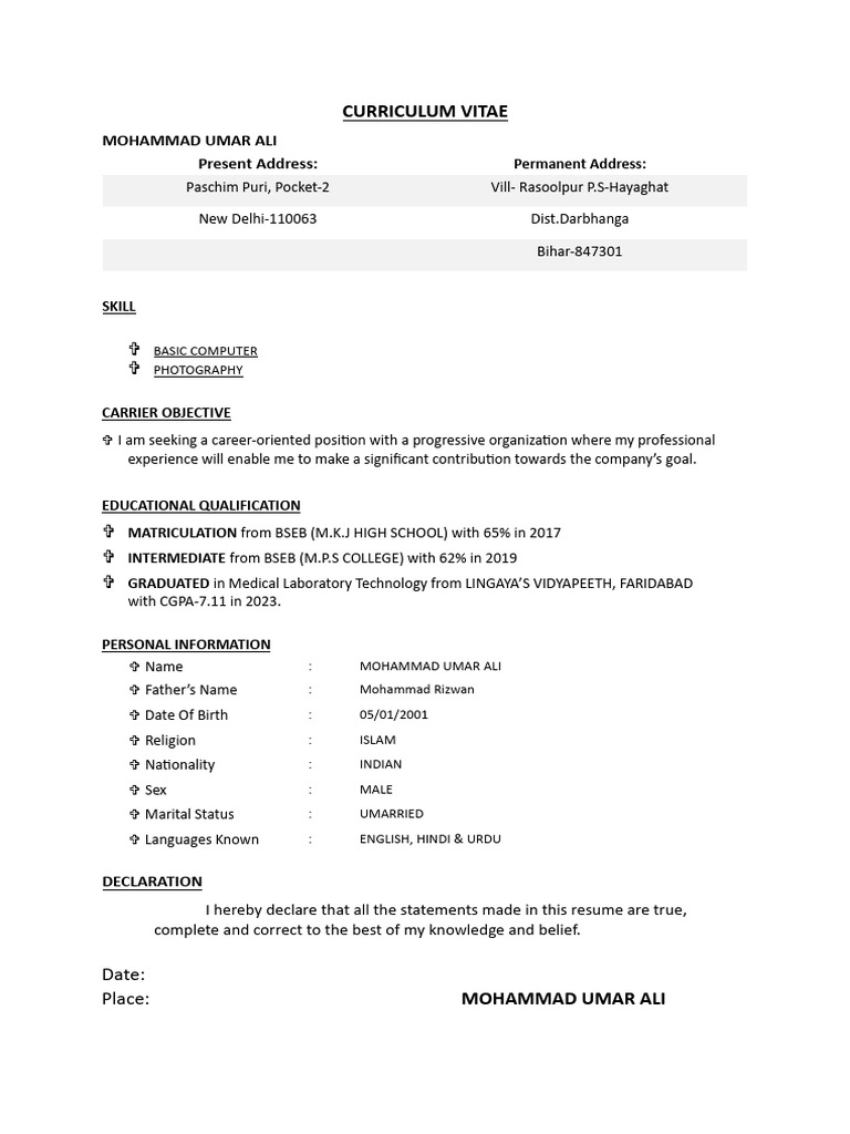 UMAR ALI RESUME (11) | PDF