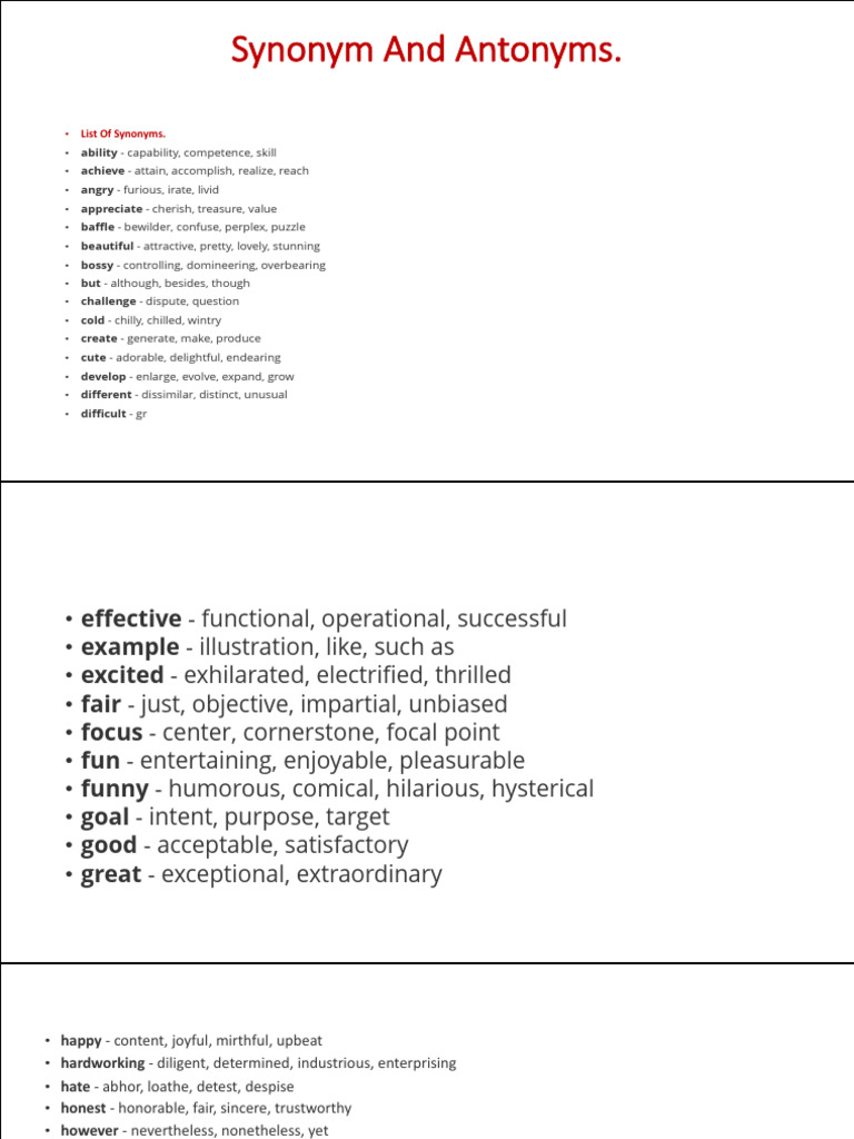 Synonyms and Antonyms. (2) | PDF | Semantics | Lexical Semantics