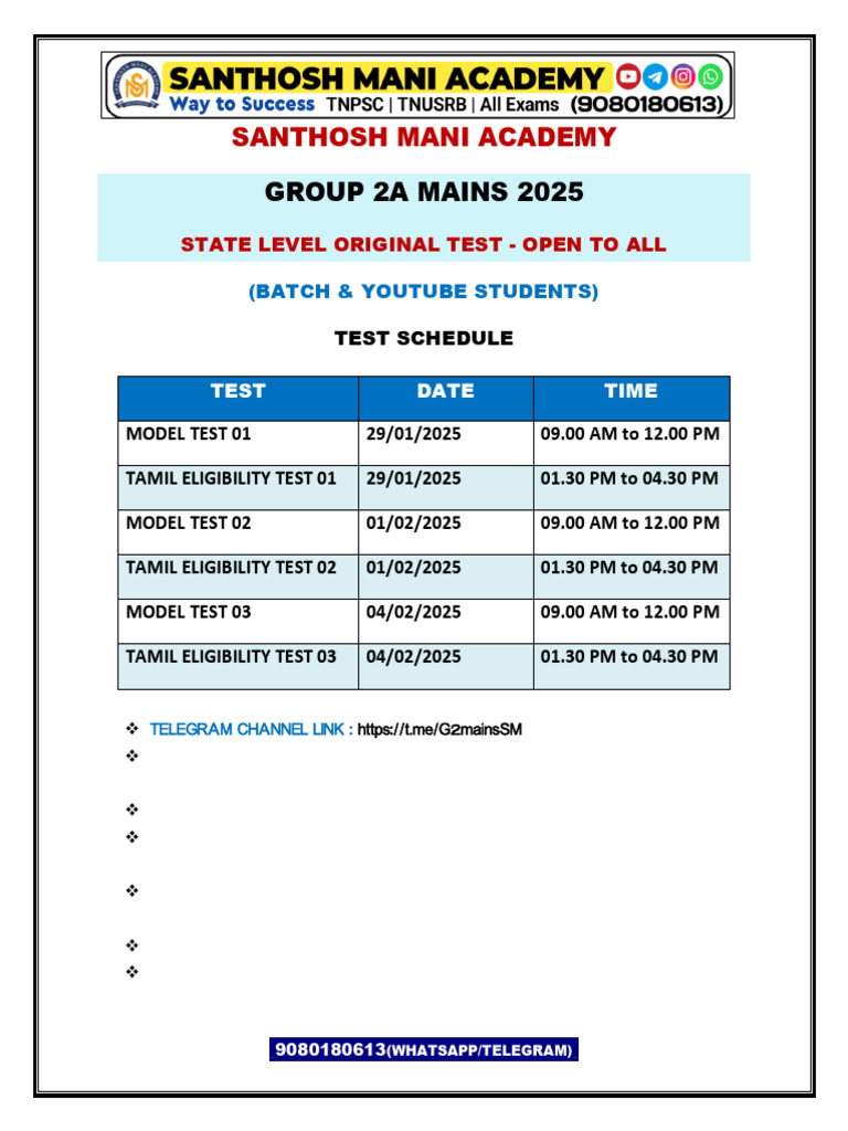 Santhosh Mani Academy: Group 2A Mains 2025 | PDF