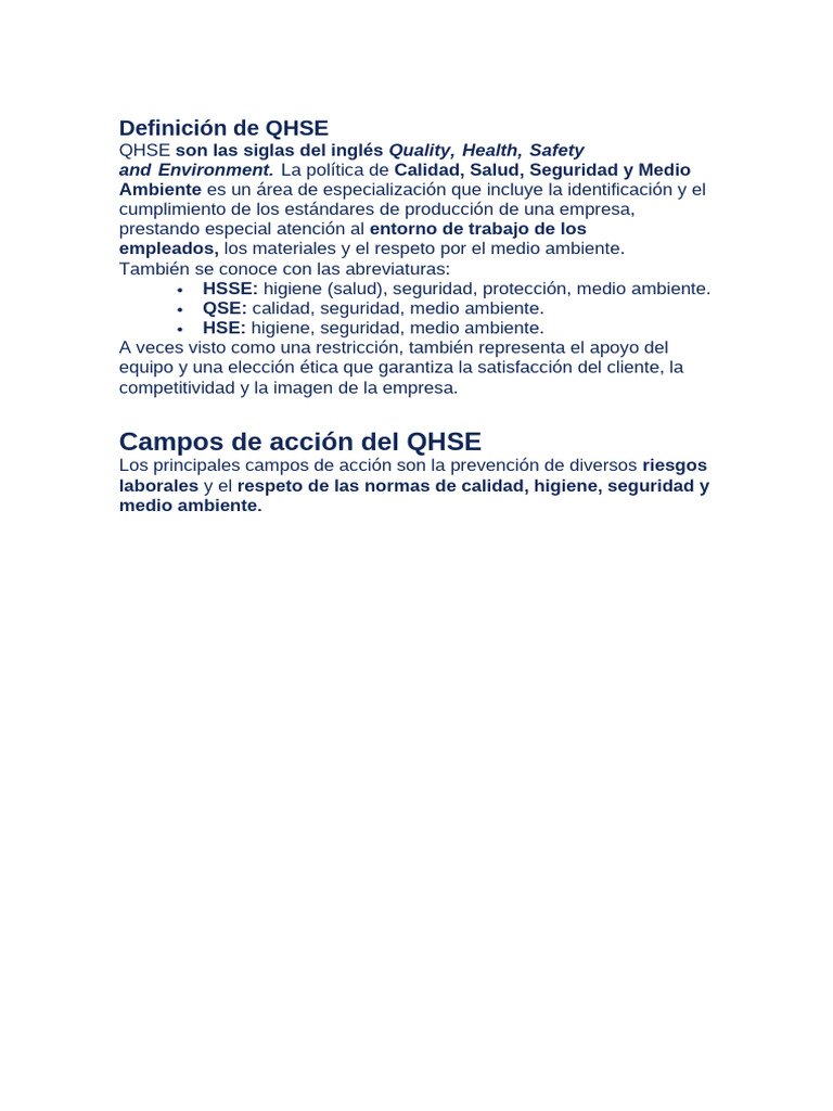 Definición de QHSE | PDF