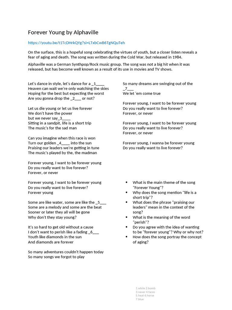 Forever Young by Alphaville | PDF | Recorded Music