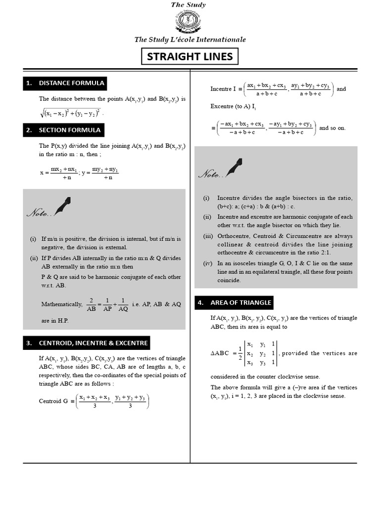 Ch-10 Straight Lines Notes | PDF | Triangle | Area
