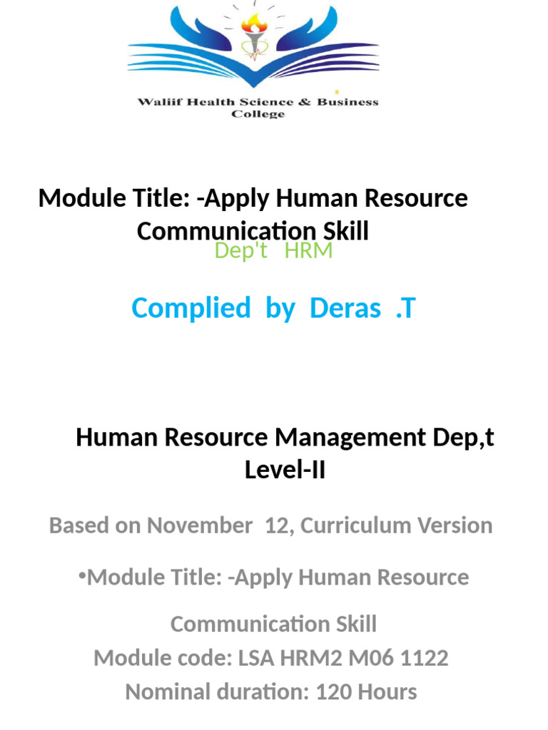 Human Resource Communication Skills Module | PDF | Communication | Overtime