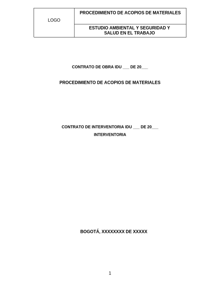 Procedimiento de Acopio de Materiales | PDF