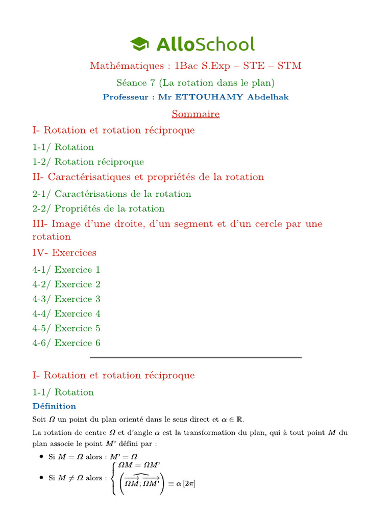 Seance 7 La Rotation Dans Le Plan 3 | PDF