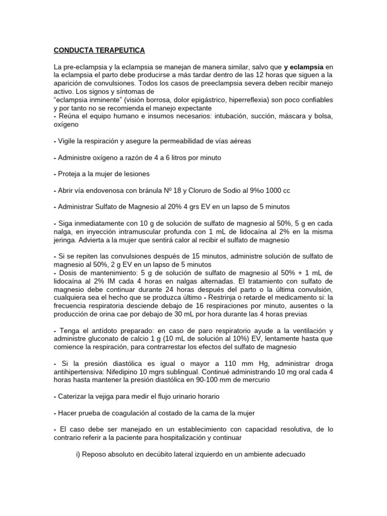Manejo de Preeclampsia y Eclampsia | PDF | Hipertensión | El embarazo