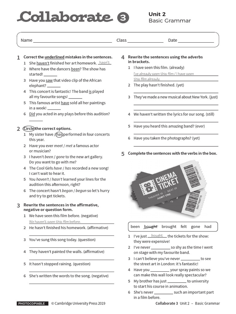 COL - TRB 3 - Basic - Grammar Unit 2 | PDF | Linguistic Typology ...