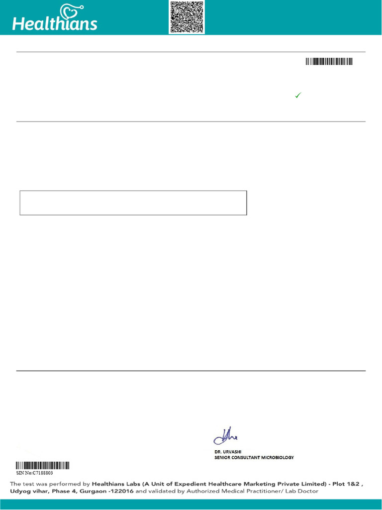 Anshul Healthians Report | PDF | Health Sciences | Medical Specialties