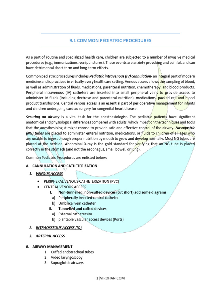 9.1 COMMON PEDIATRIC PROCEDURES | PDF | Intravenous Therapy | Vein
